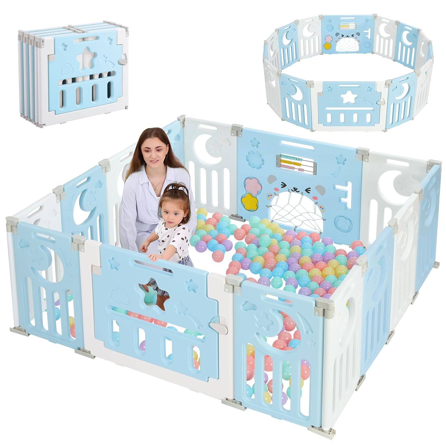 Foldable Baby Playpen, Kids 14 Panel Play Pen for Babies and Toddlers ...