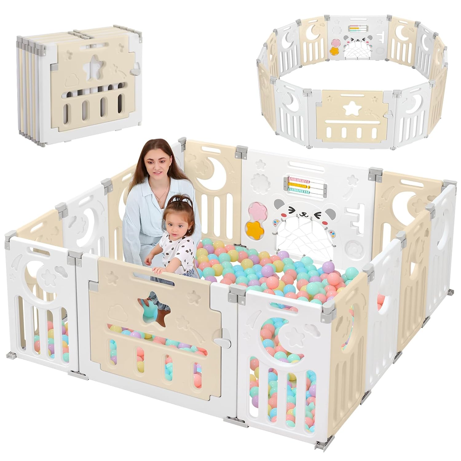 Foldable Baby Playpen, Kids 14 Panel Play Pen for Babies and Toddlers ...