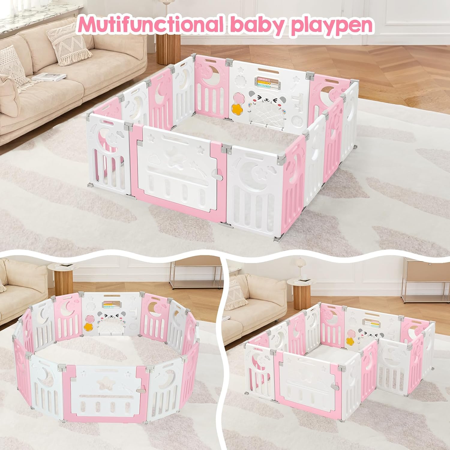 Foldable Baby Playpen, Kids 14 Panel Play Pen for Babies and Toddlers ...
