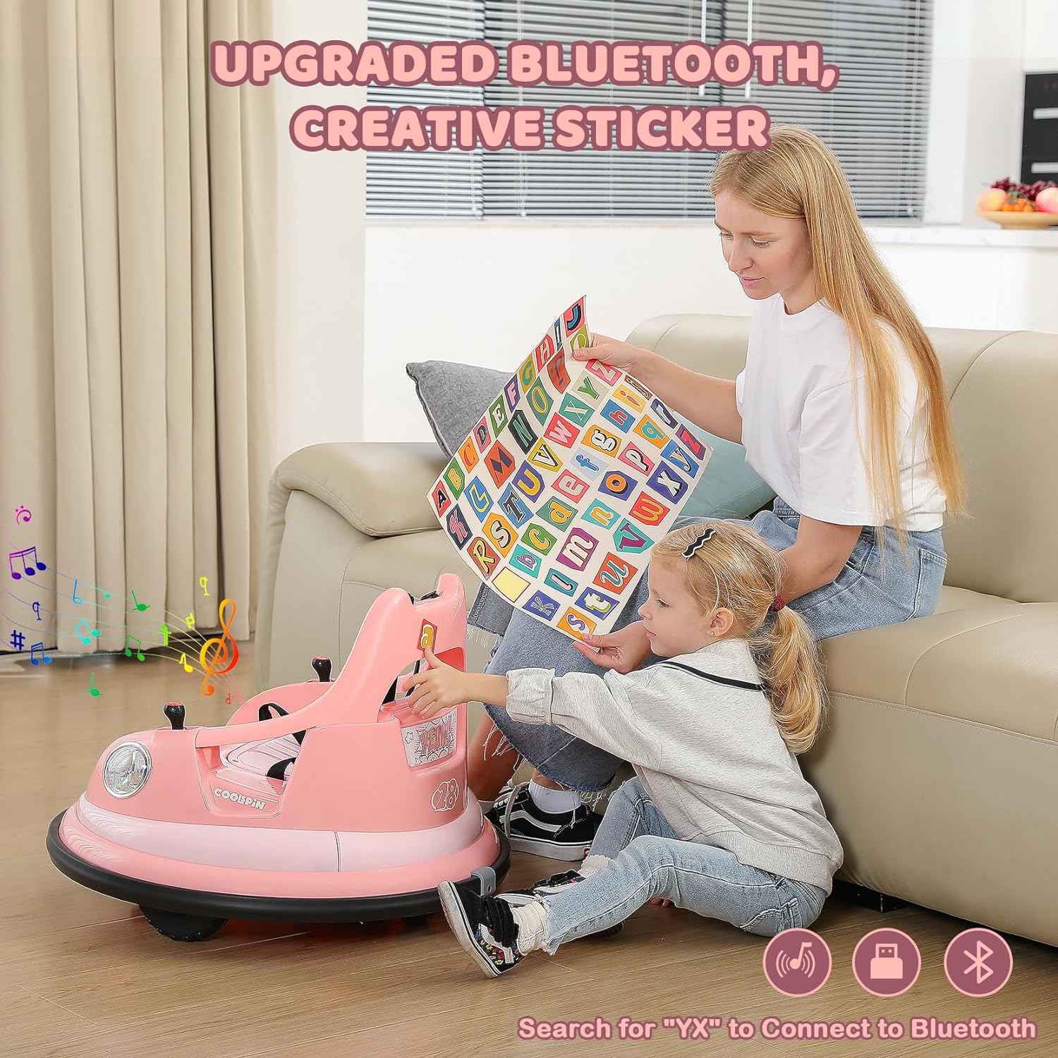 12V Bumper Car,Neche 360° Spin Ride On Bumper Car,Pink – nechebej