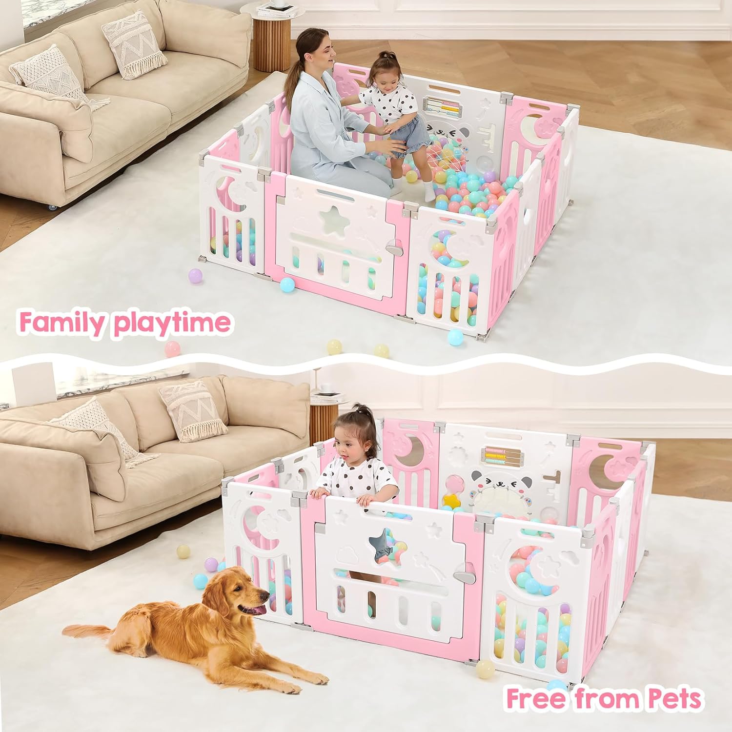 Foldable Baby Playpen, Kids 14 Panel Play Pen for Babies and Toddlers ...