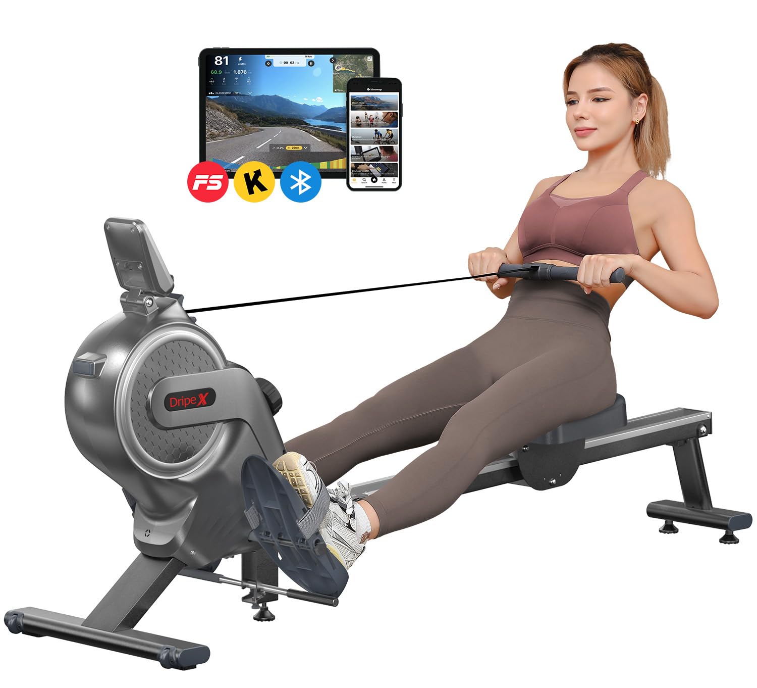 Magnetic Rowing Machine, Neche Bluetooth Rower Machine for Home Use, 16 ...