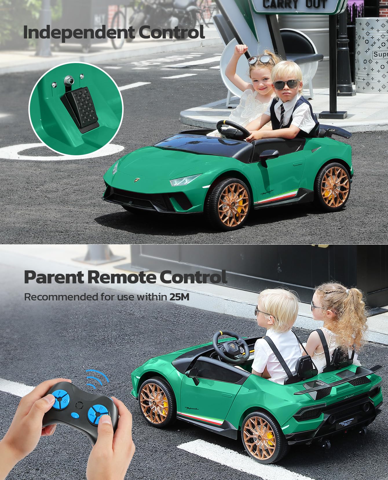 Lamborghini Ride on Car,2 Seater Powered Toddler Car,12V 10Ah Parent ...
