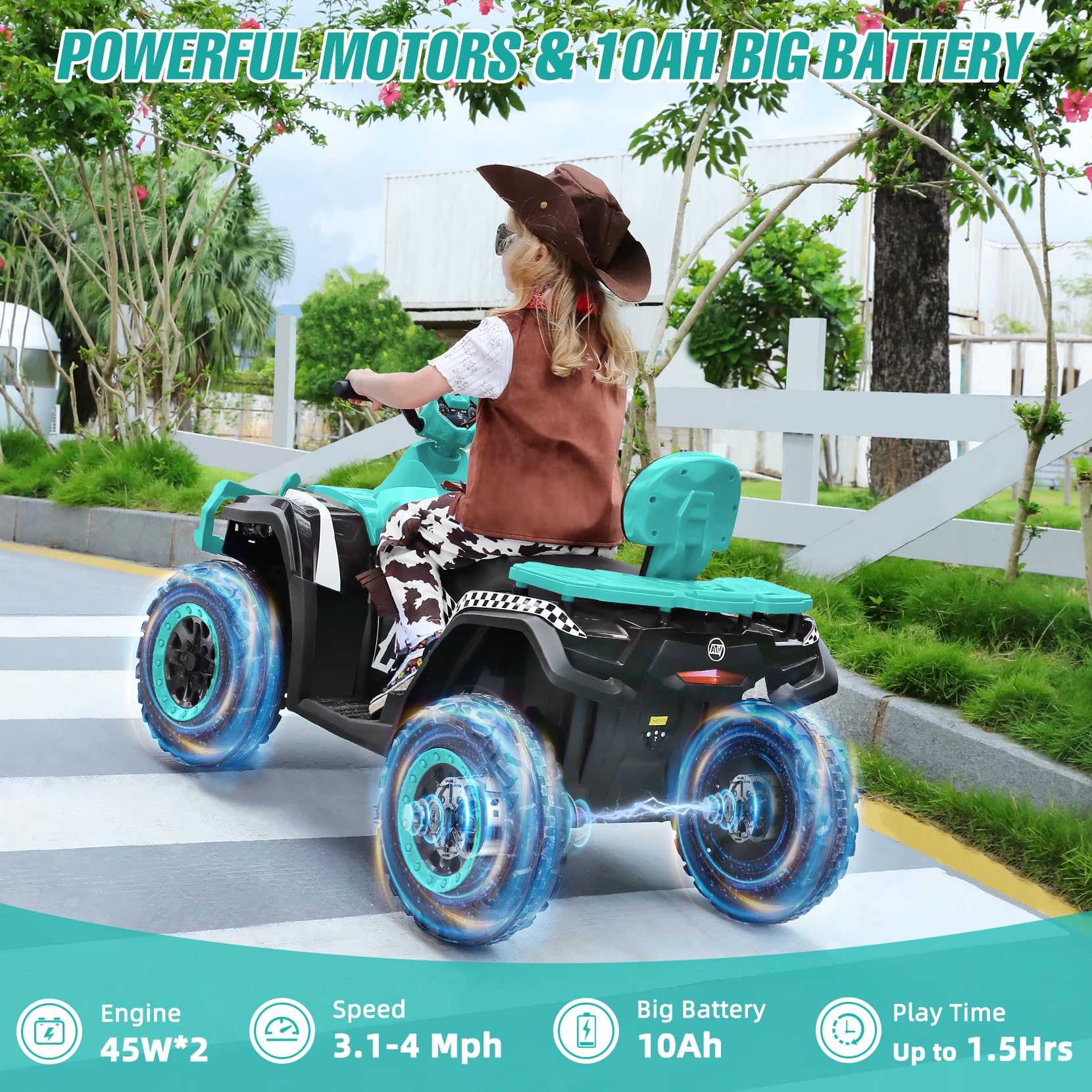 12V Kids Ride on Truck,2 Seater Powered Ride on All-terrain Vehicle ...
