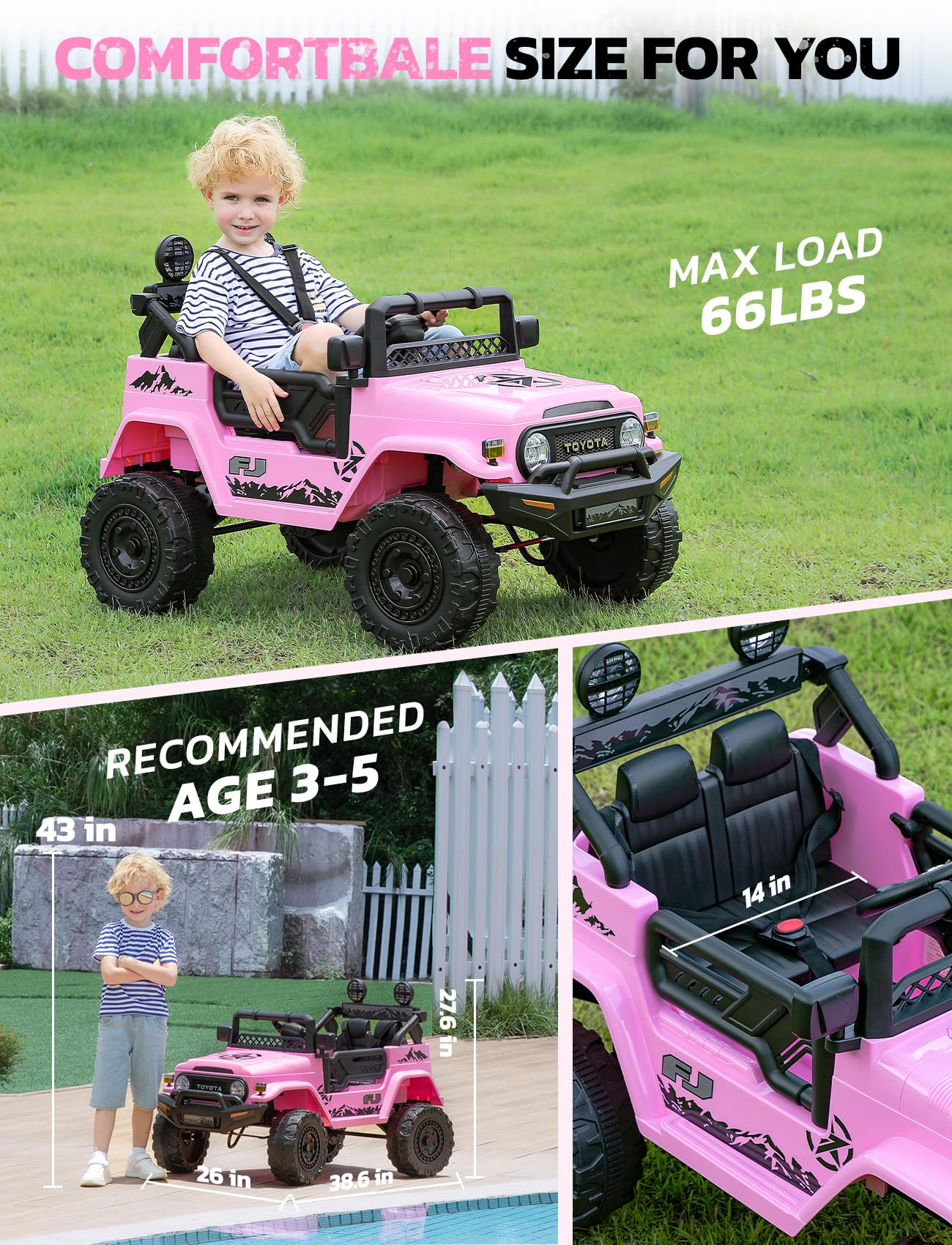 12V Toyota FJ40 Powered Ride on Car for Kids w/ Remote, Neche 2WD ...