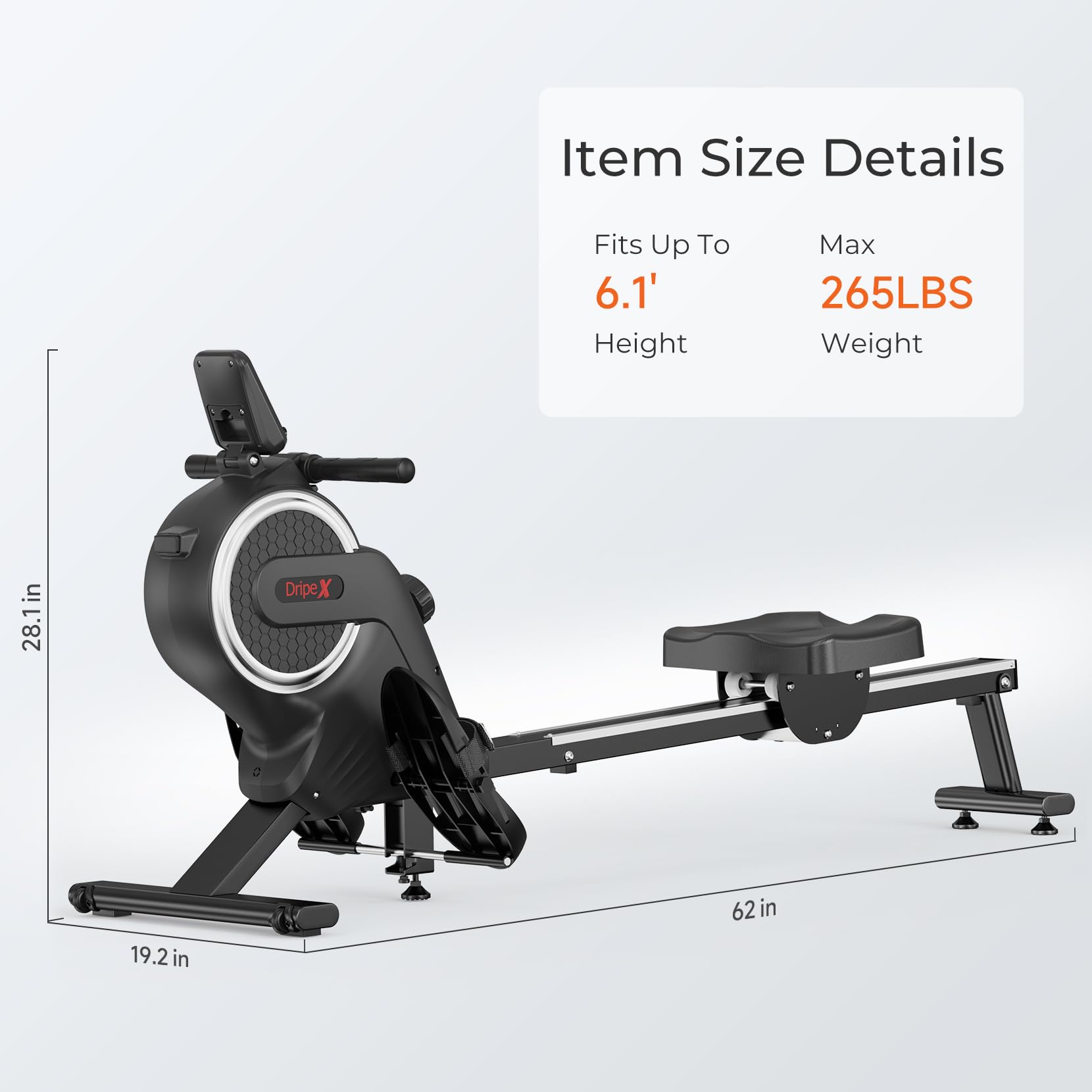 Magnetic Rowing Machine, 16 Level Resistance, Max 265lb Weight Capacity ...
