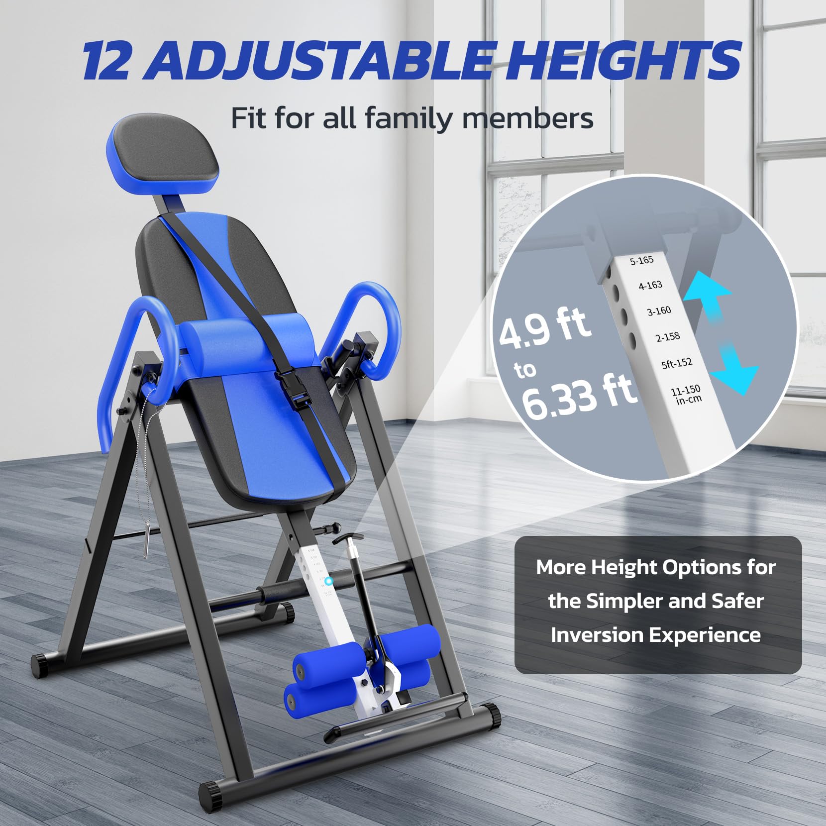 Heavy Duty Inversion Table,300 Lbs Capacity with Adjustable Protective ...