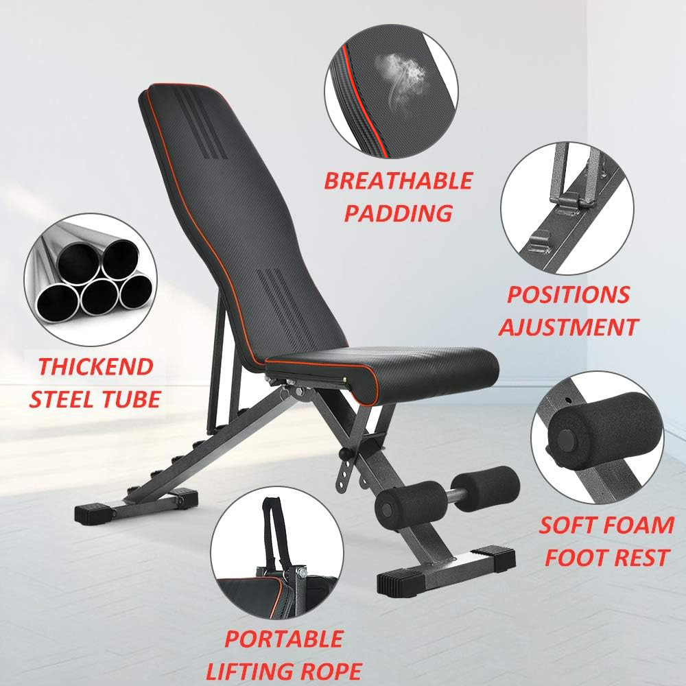 Adjustable Weight Bench for Full Body Workout, 330lbs Weights Capacity ...